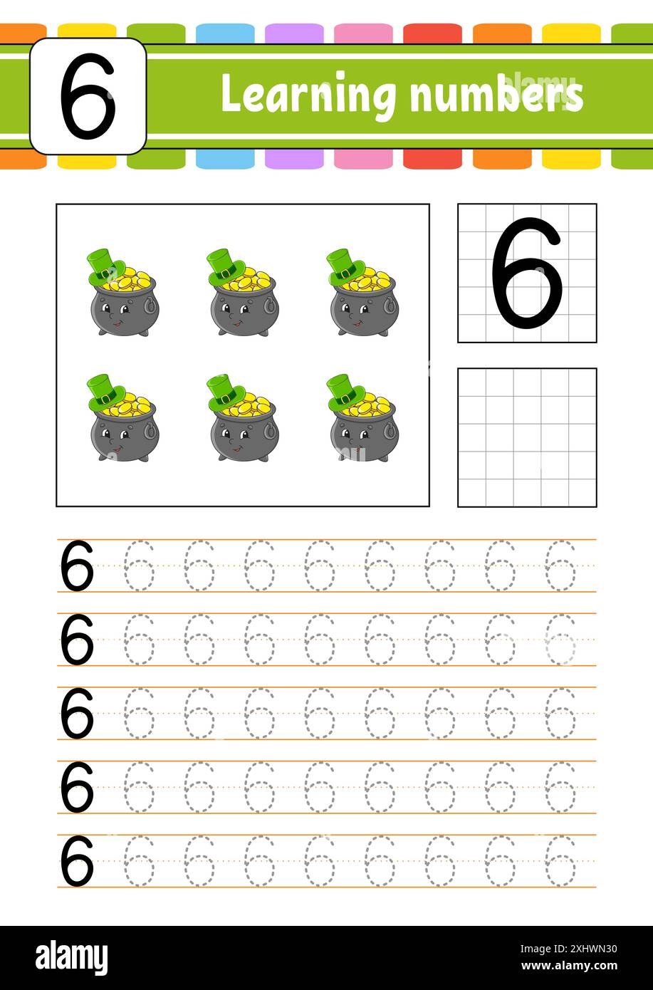 Trace and write numbers. Handwriting practice. Learning numbers for ...