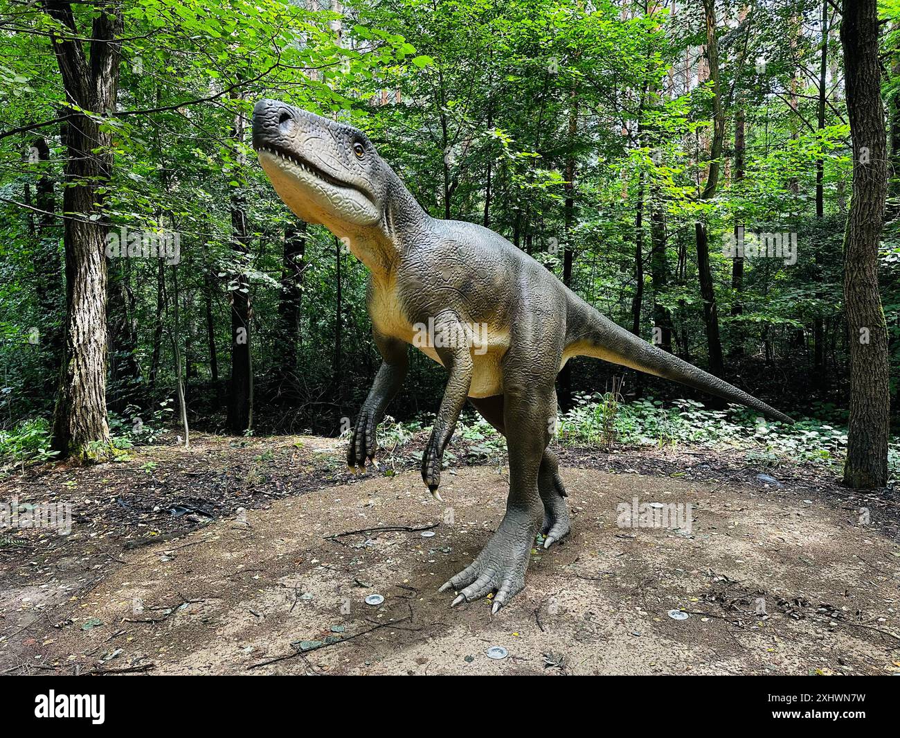 Archozaur dinosaur. Realistic figure of an Archozaur dinosaur inforest park in Kazimierz ...