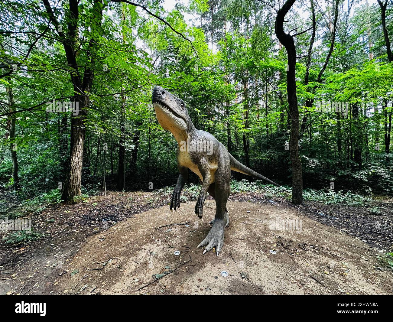 Archozaur dinosaur. Realistic figure of an Archozaur dinosaur inforest park in Kazimierz ...