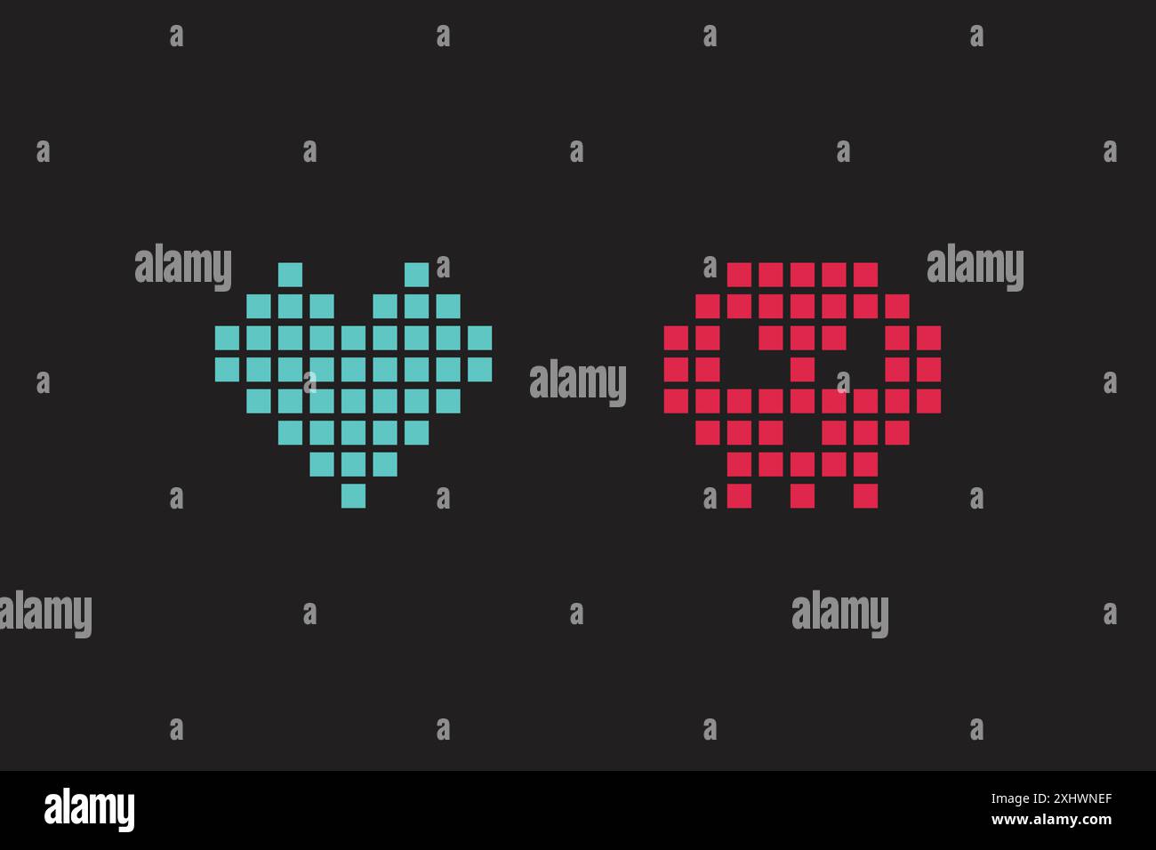 Heart and death pixel symbols. Vector illustration Stock Vector Image ...