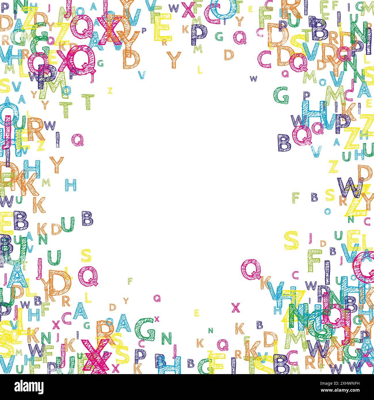 Concept of school background. Colorful childish falling letters of ...