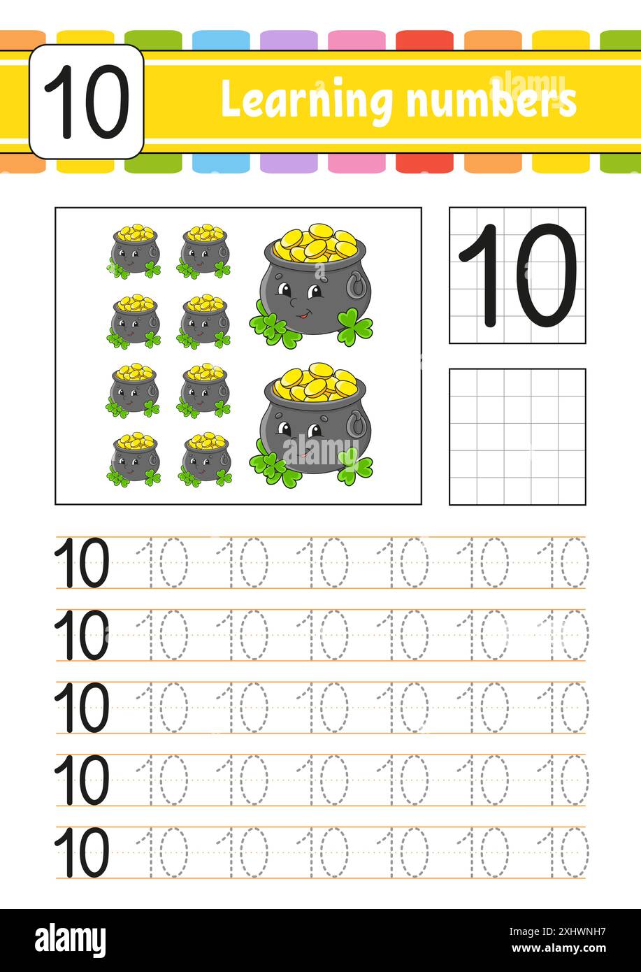 Trace and write numbers. Handwriting practice. Learning numbers for ...