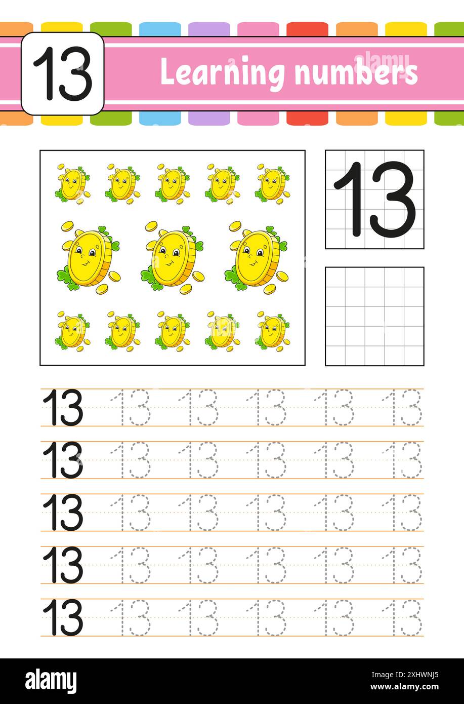 Trace and write numbers. Handwriting practice. Learning numbers for ...