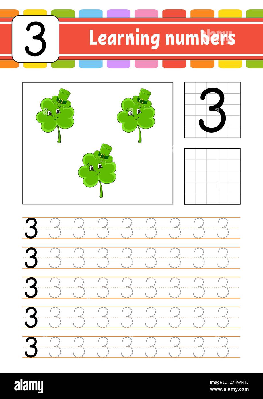 Trace and write numbers. Handwriting practice. Learning numbers for ...