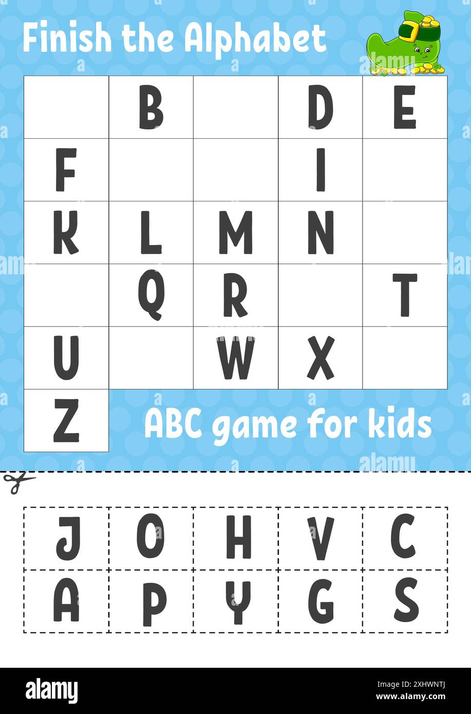 Finish the alphabet. ABC game for kids. Cut and glue. Education ...