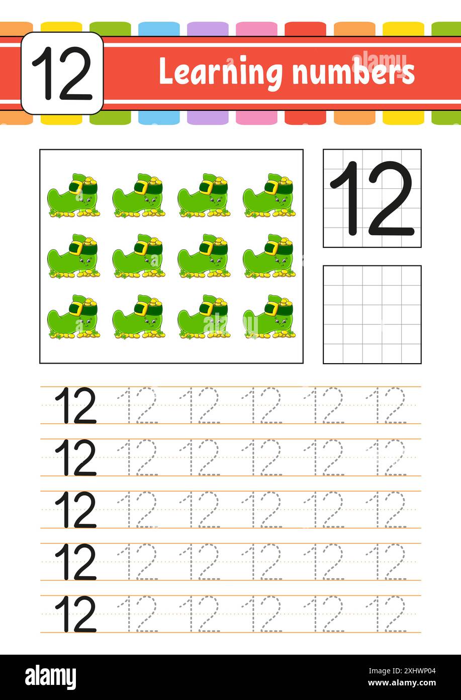 Trace and write numbers. Handwriting practice. Learning numbers for ...