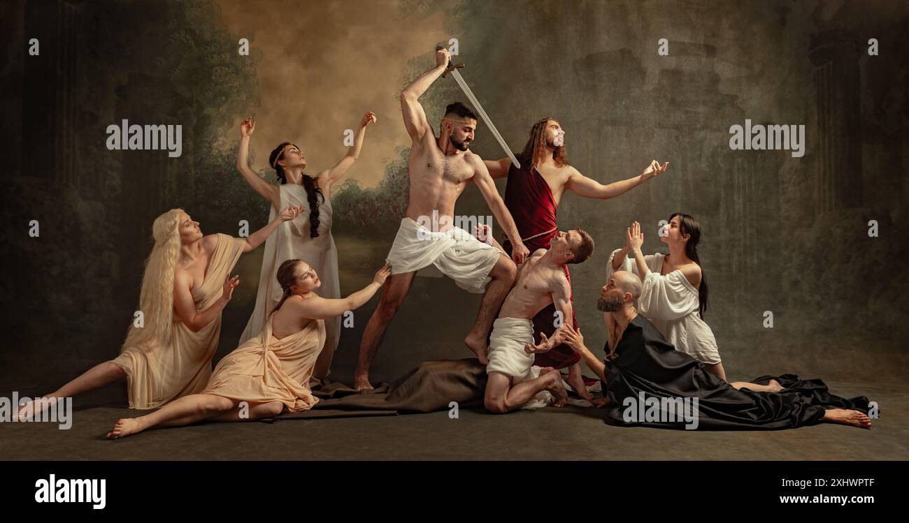 Group of heroic figures in classical attire hi-res stock photography ...