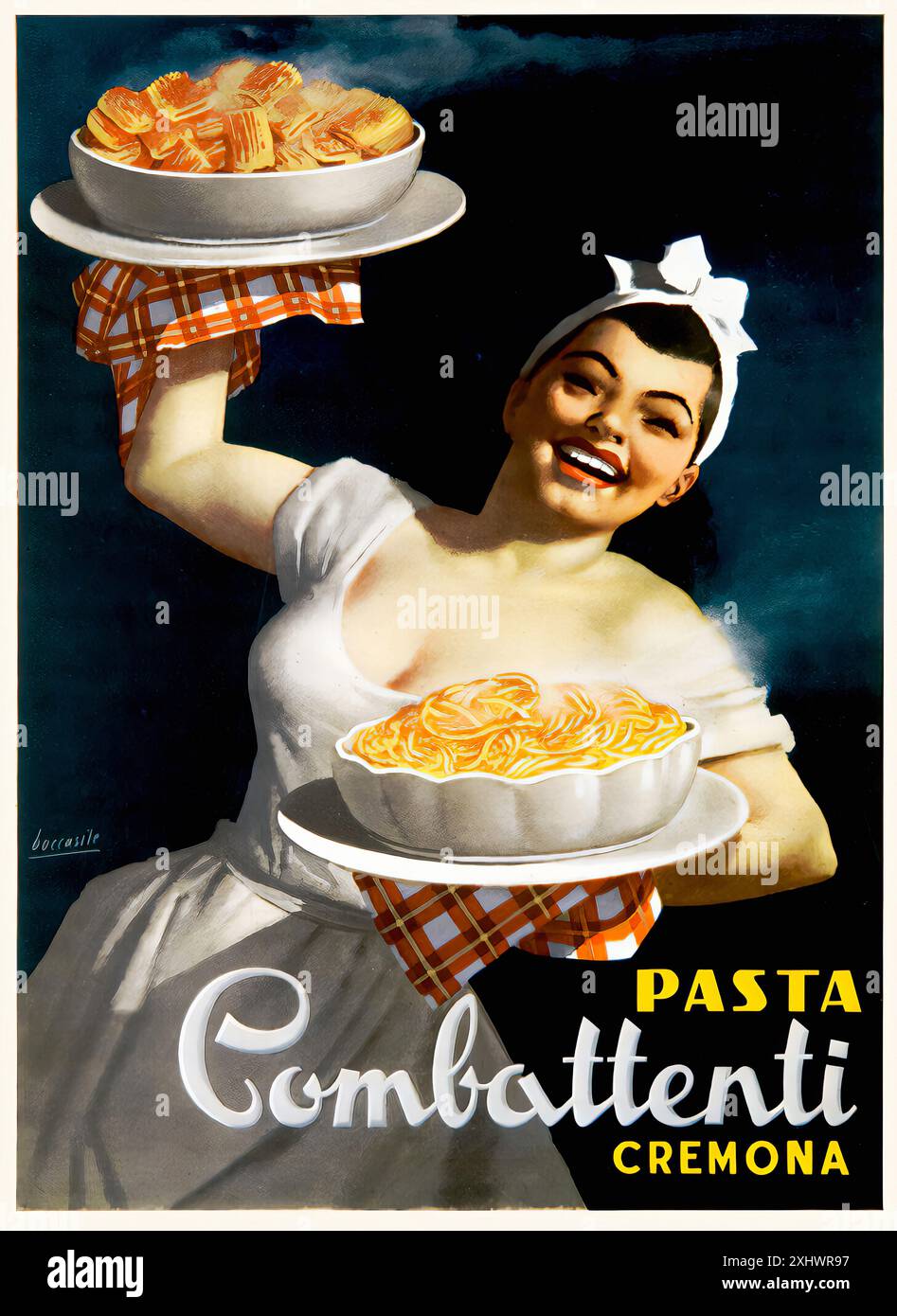 BOCCASILE Gino Pasta Combattenti 1951 - Vintage illustrated print Stock ...