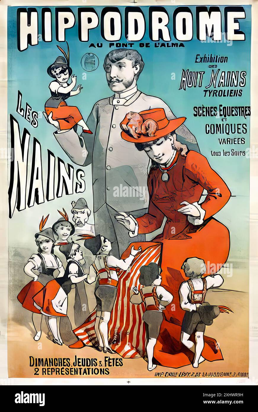 CHOUBRAC Alfred (1853-1902 Hippodrome Les Nains 1883 - French Belle ...