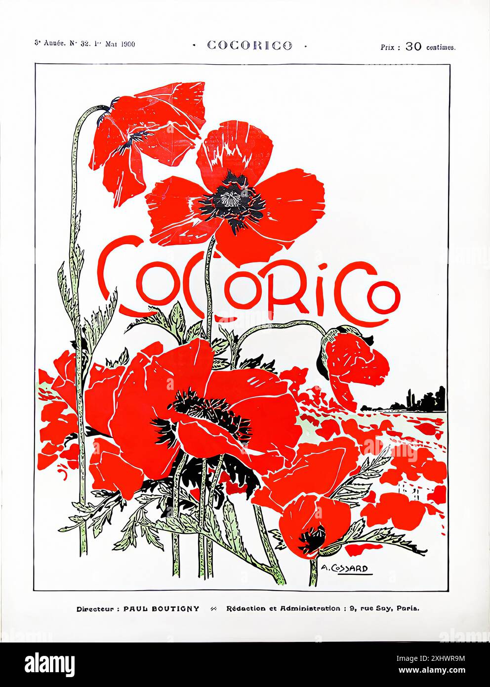 COSSARD Adolphe Cover of Cocorico [poppies] May 1900 - Vintage ...