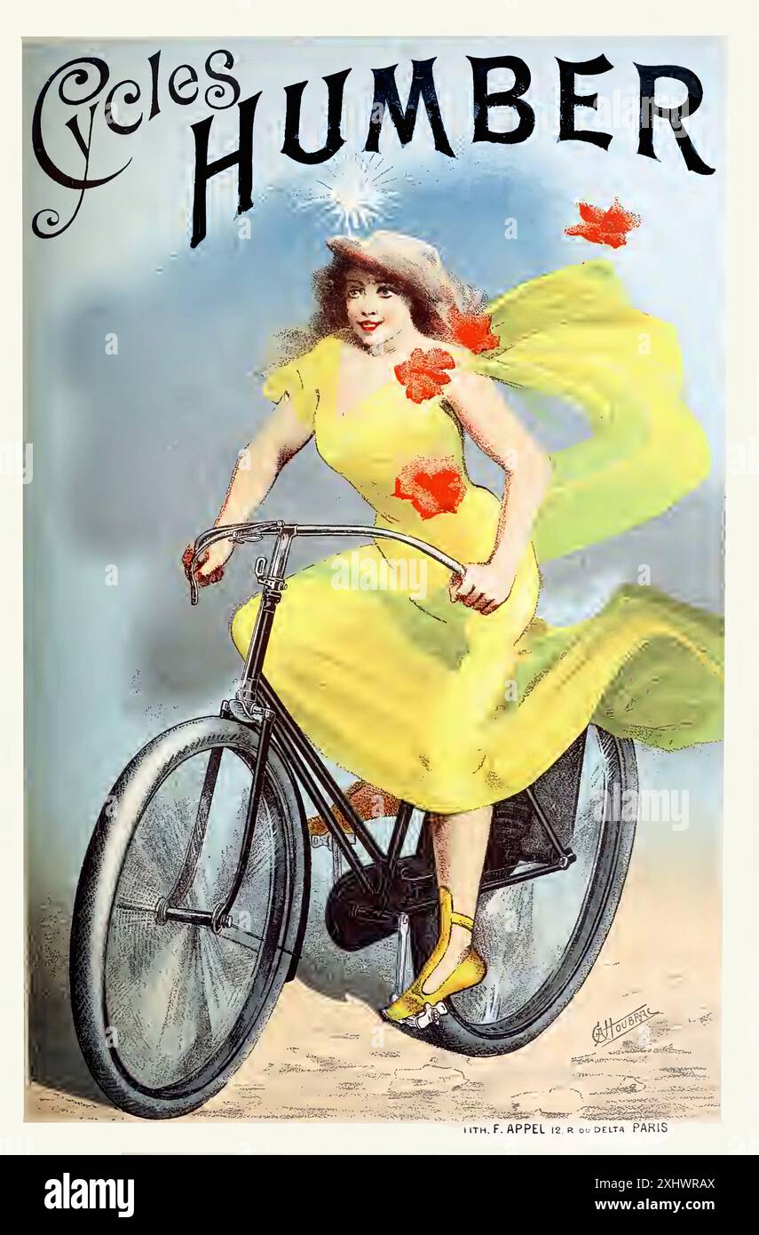 CHOUBRAC Alfred Cycles Humber - French Belle Epoque Print Stock Photo ...
