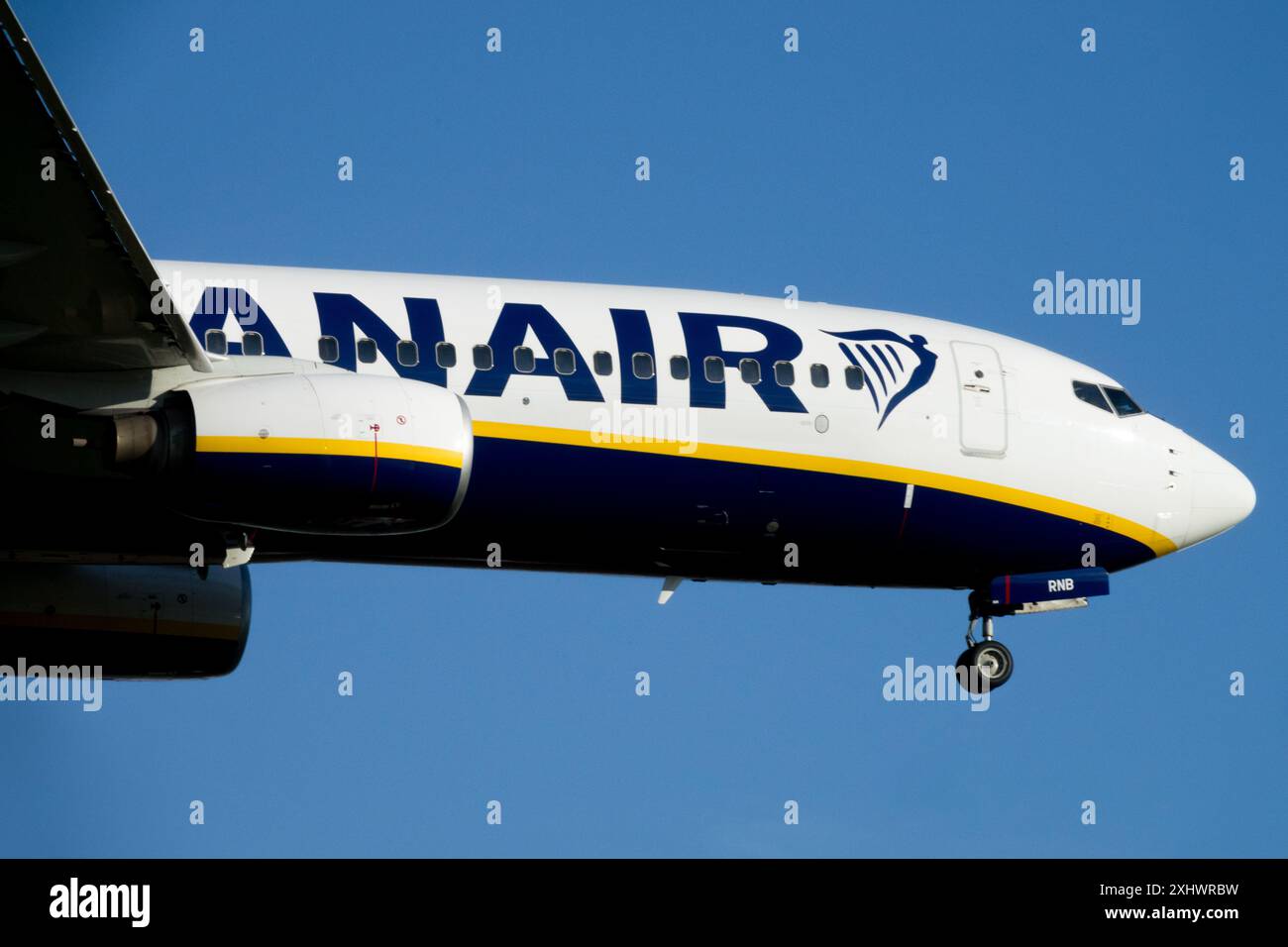 Boeing 737 Ryanair plane approaching Prague Czech Republic Stock Photo ...