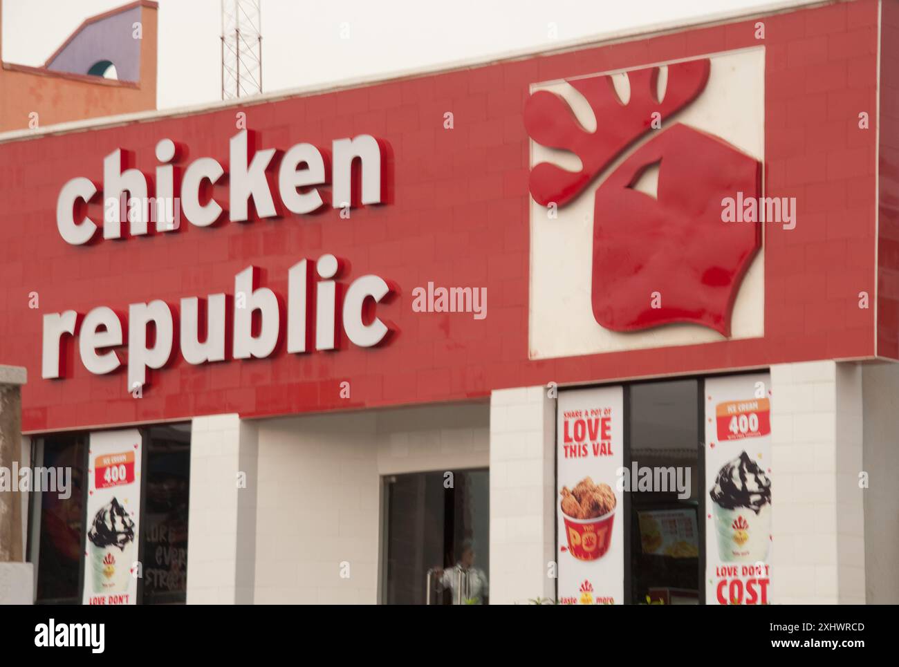 Restaurant area, Abuja, Nigeria, Africa. Chicken Republic is a popular ...