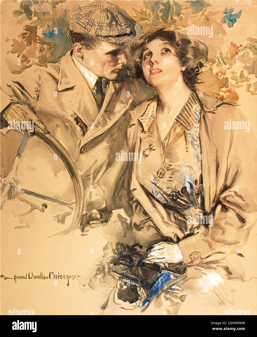 CHRISTY Howard Chandler (1872-1952) - [couple driving] - Vintage ...