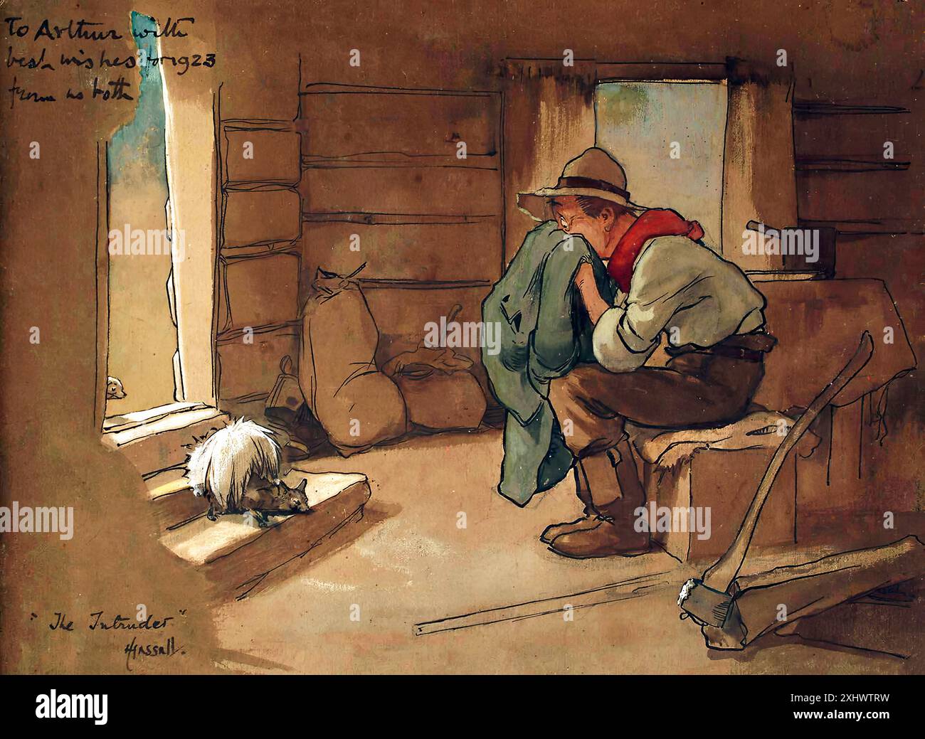 HASSALL John - The Intruder - Art Nouveau vintage print Stock Photo - Alamy