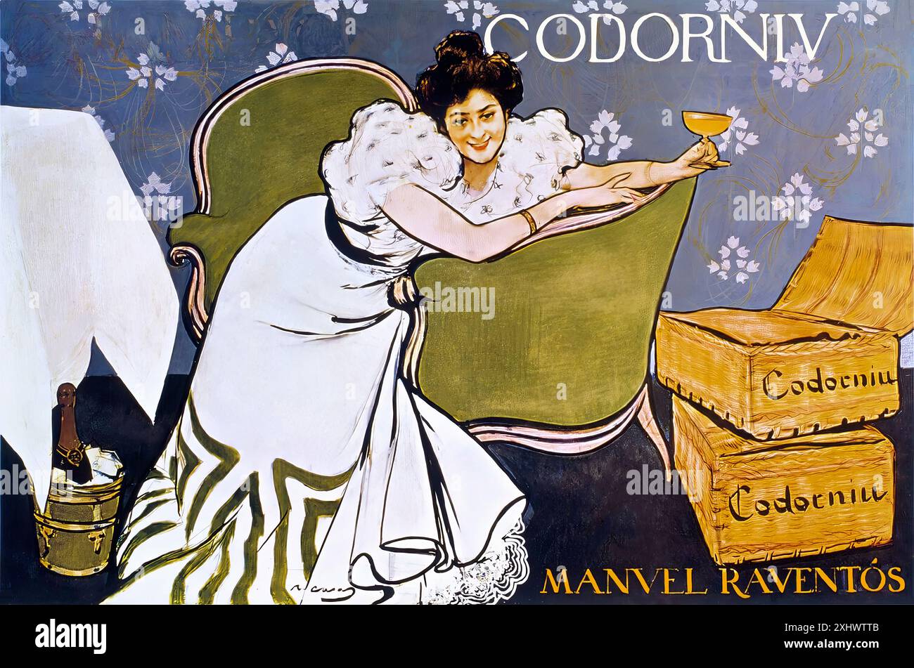 CASAS i CARBÓ Ramón Advertising poster for Codorniu Champagne Manuel ...