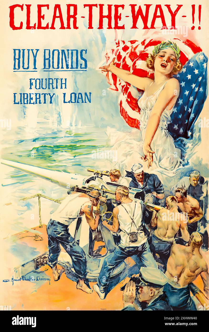 CHRISTY Howard Chandler Clear-The-Way!! Buy Bonds Fourth Liberty Loan ...