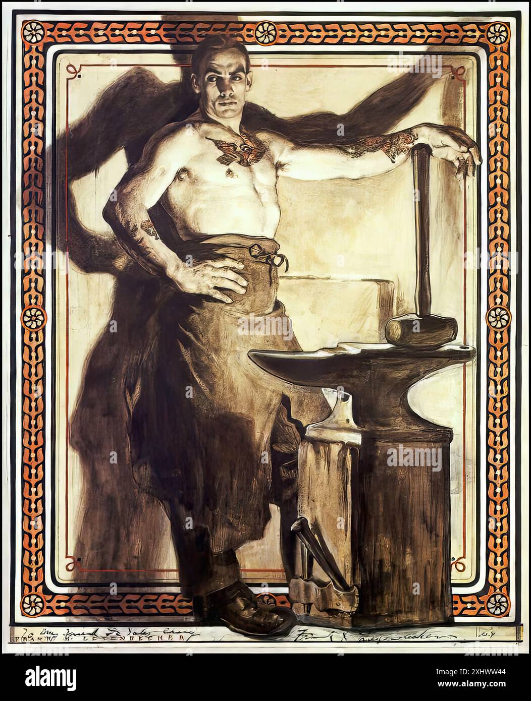 LEYENDECKER Frank X - [Blacksmith], c. 1907. - Vintage illustrated ...