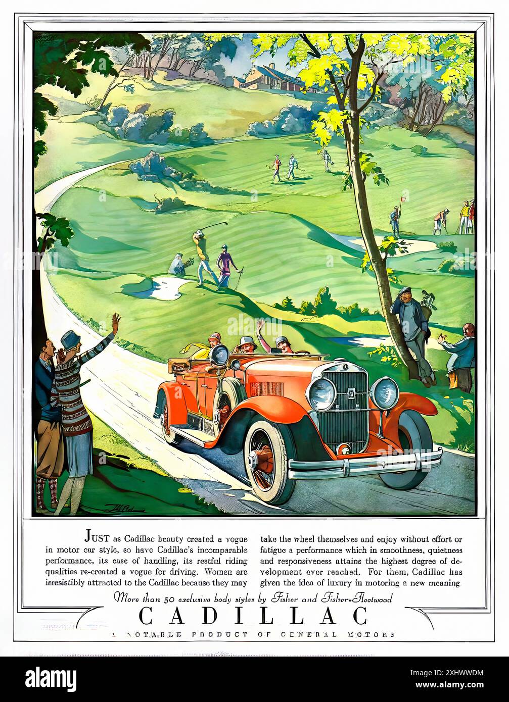 CLELAND Thomas Cadillac Phaeton 1928 - Vintage illustrated print Stock ...