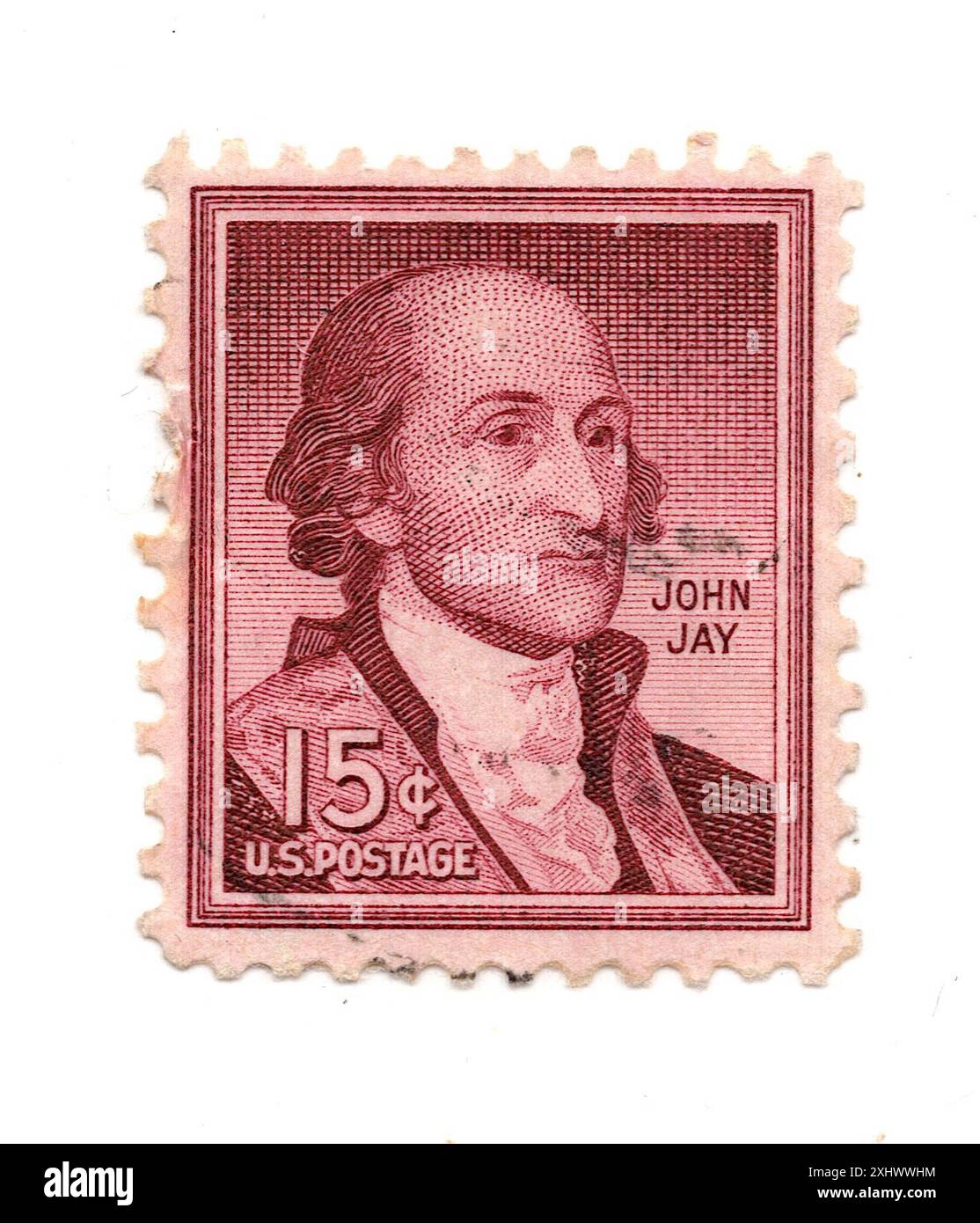 A vintage John Jay postage stamp from the USA on a white background ...