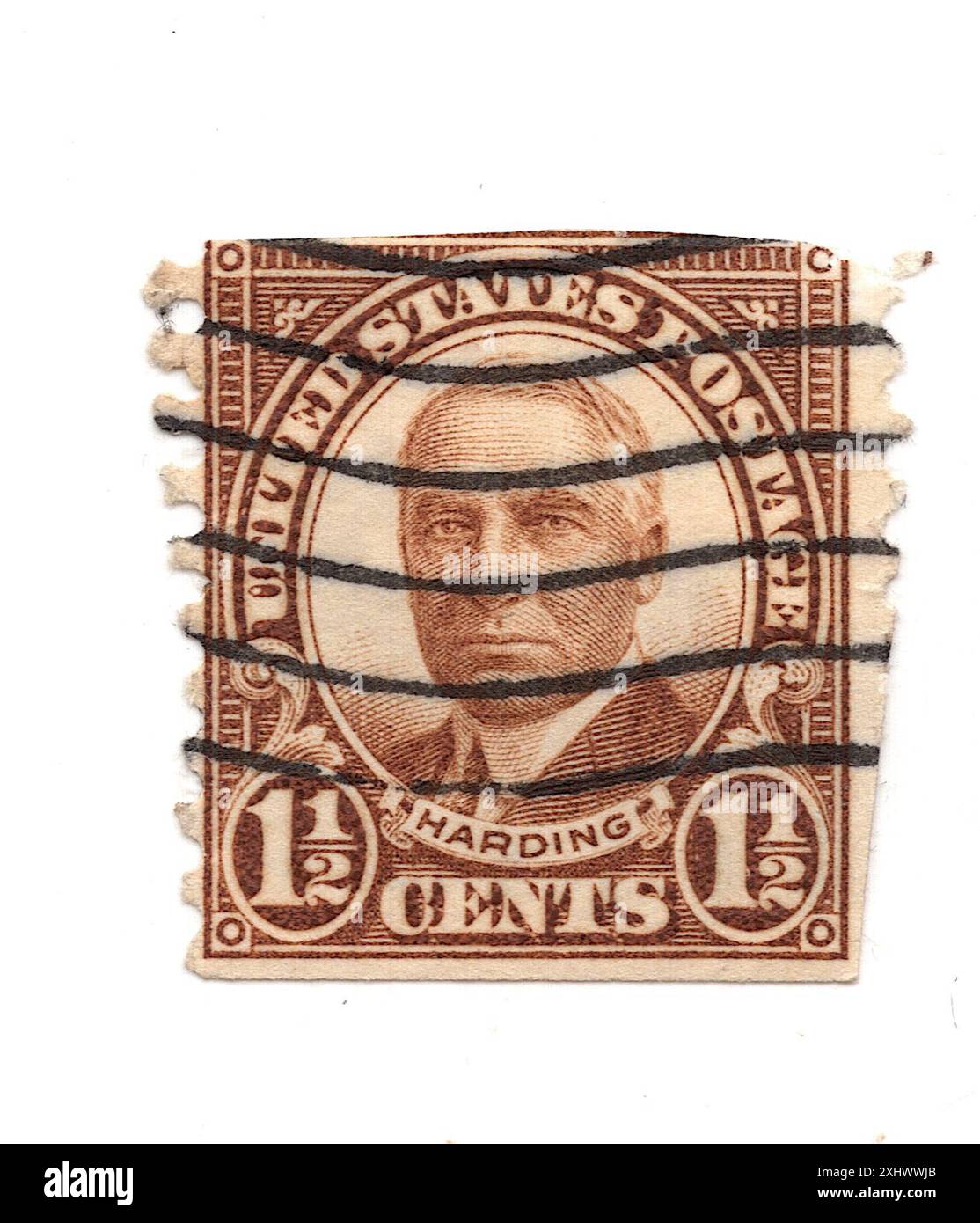 A vintage Harding postage stamp from the USA on a white background ...