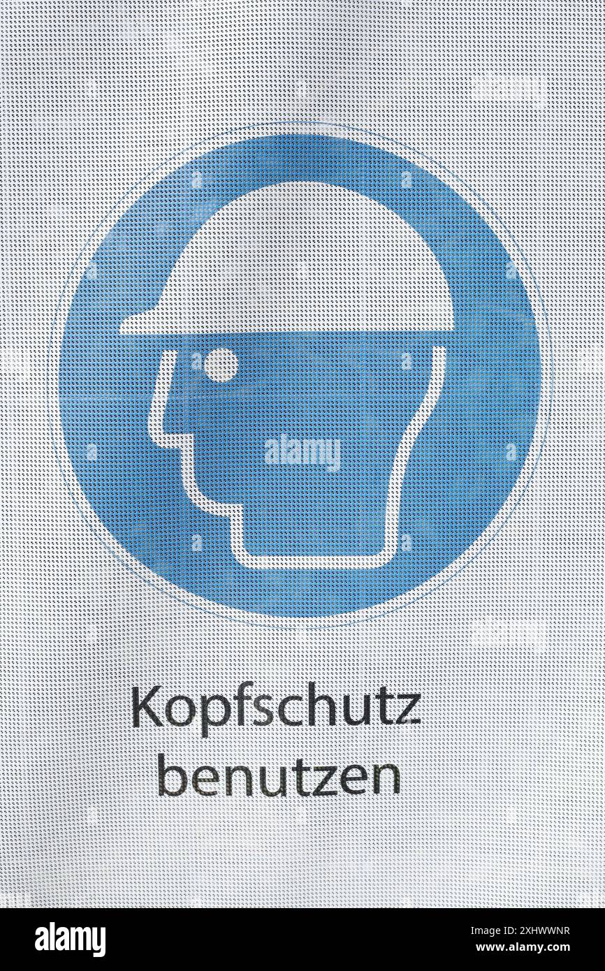 Warning sign Wear safety helmet, use head protection, Germany Stock ...