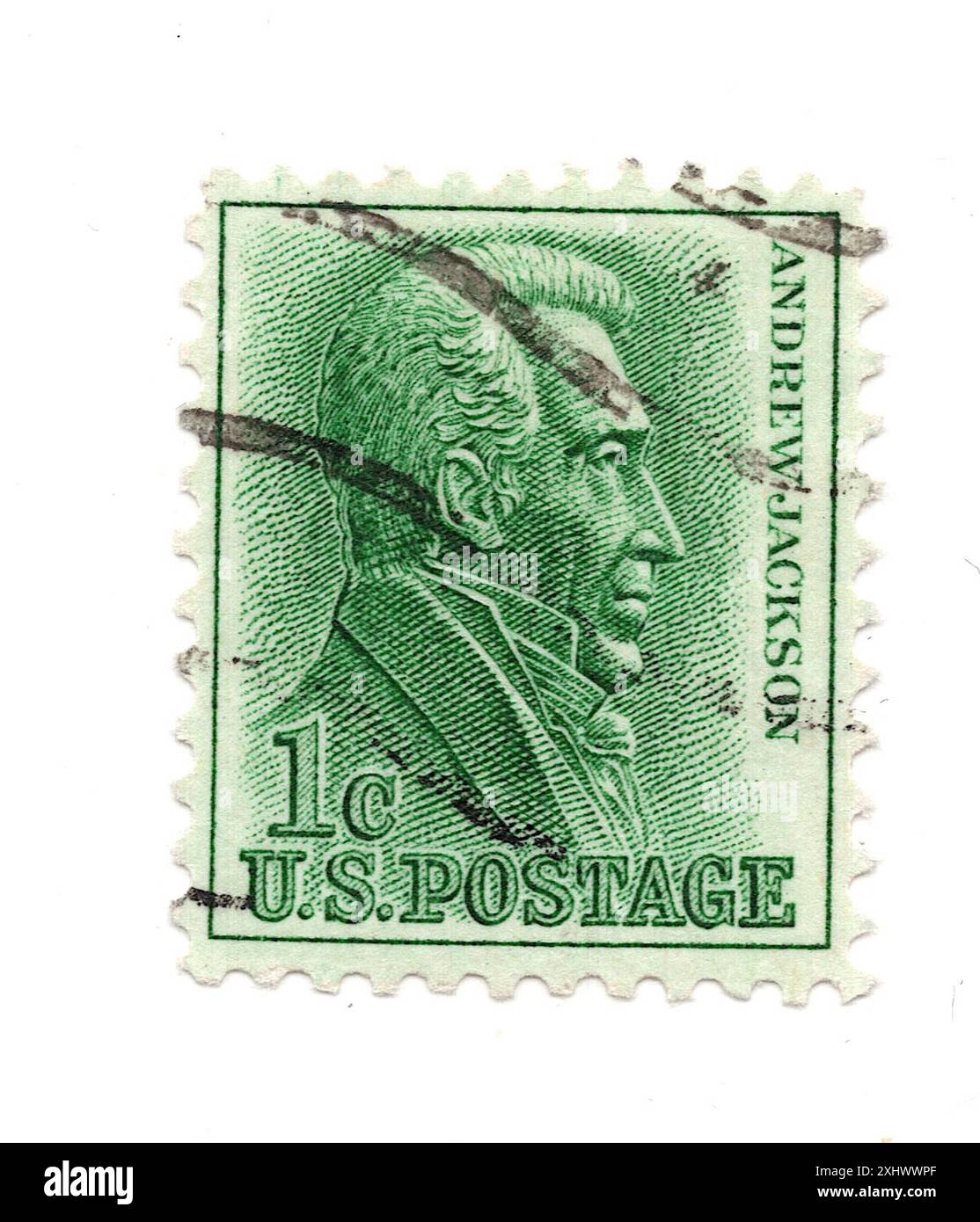 A vintage Andrew Jackson postage stamp from the USA on a white ...