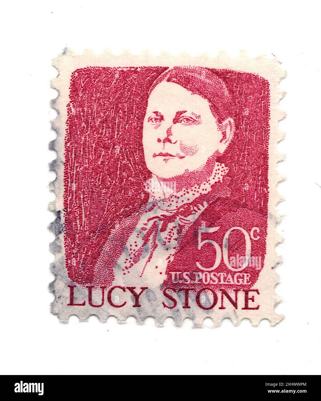 A vintage Lucy Stone postage stamp from the USA on a white background ...