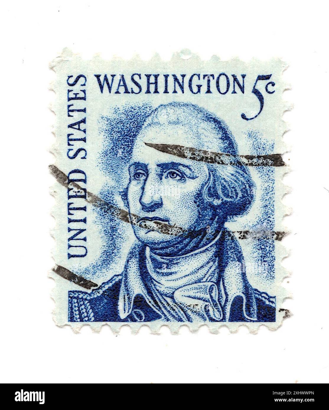 A vintage George Washington postage stamp from the USA on a white ...