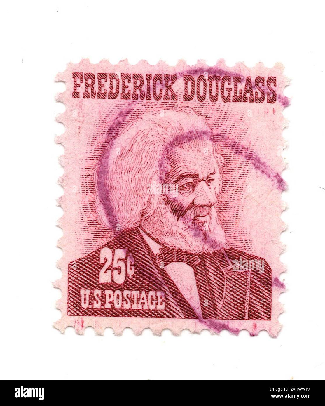 A Vintage Frederick Douglass Postage Stamp From The Usa On A White