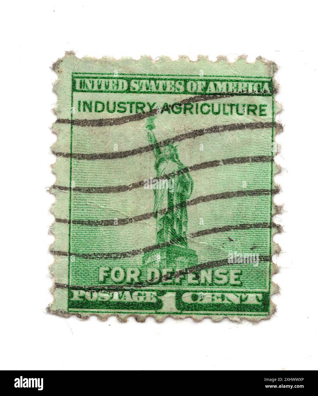 A vintage Defence postage stamp from the USA on a white background ...