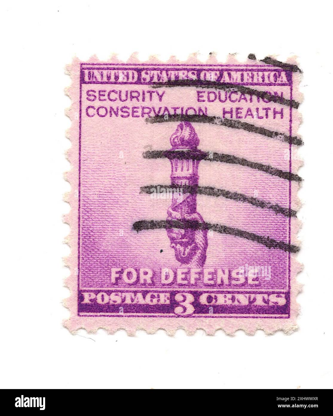 A vintage Defence postage stamp from the USA on a white background ...
