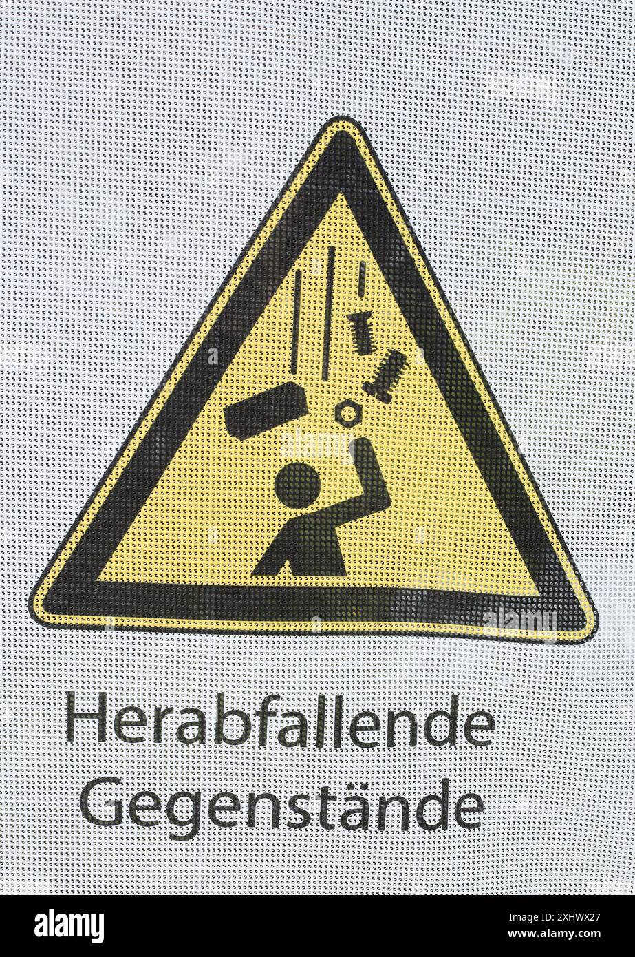 Yellow warning sign Falling objects, Germany Stock Photo - Alamy