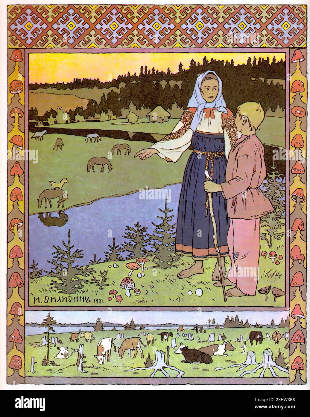 BILIBIN Ivan [Ива́н Я́ковлевич Били́бин] (1876-1942) Sister Alyonushka ...