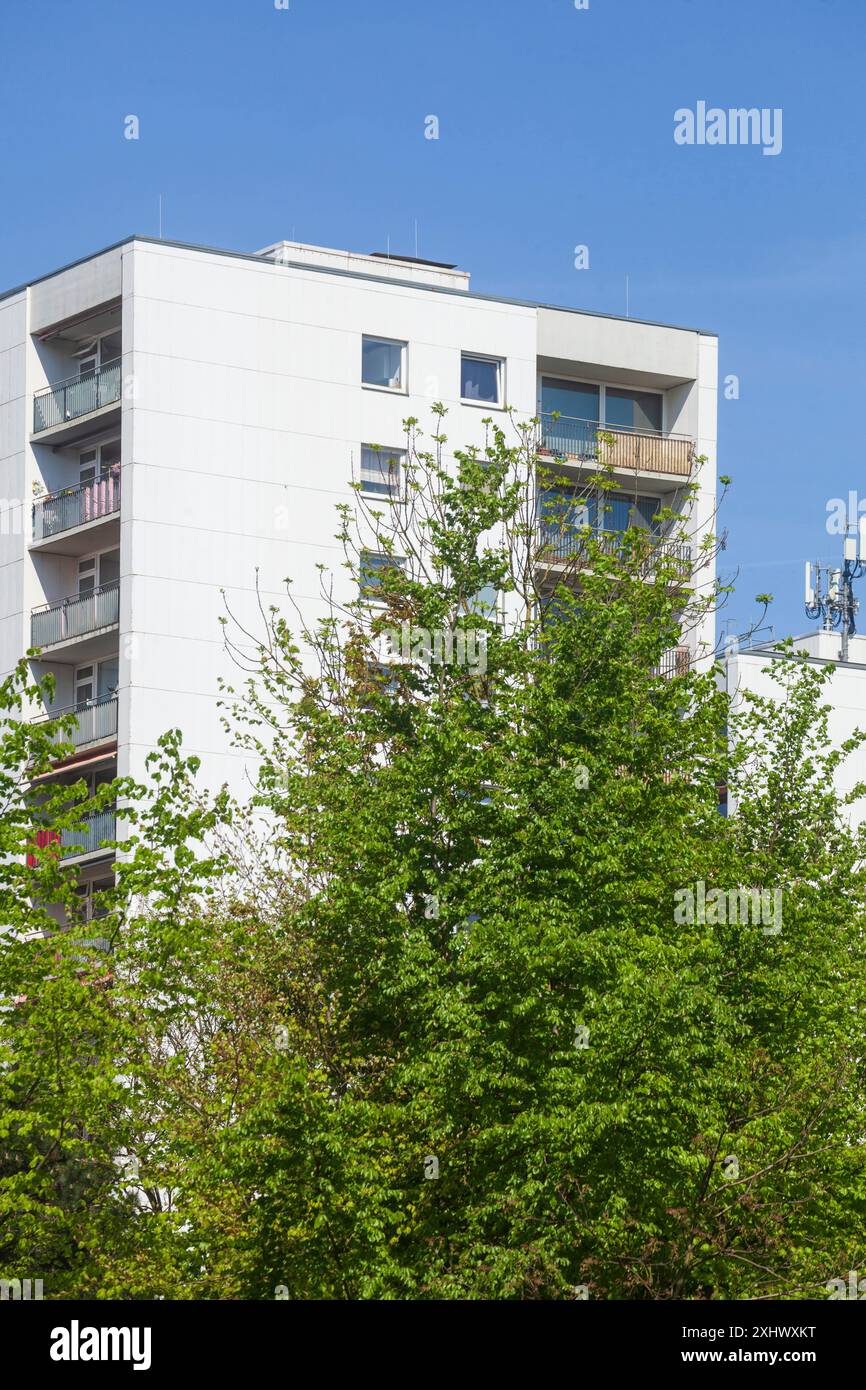 Modern, white residential building in spring, Hamburg, Germany Stock ...
