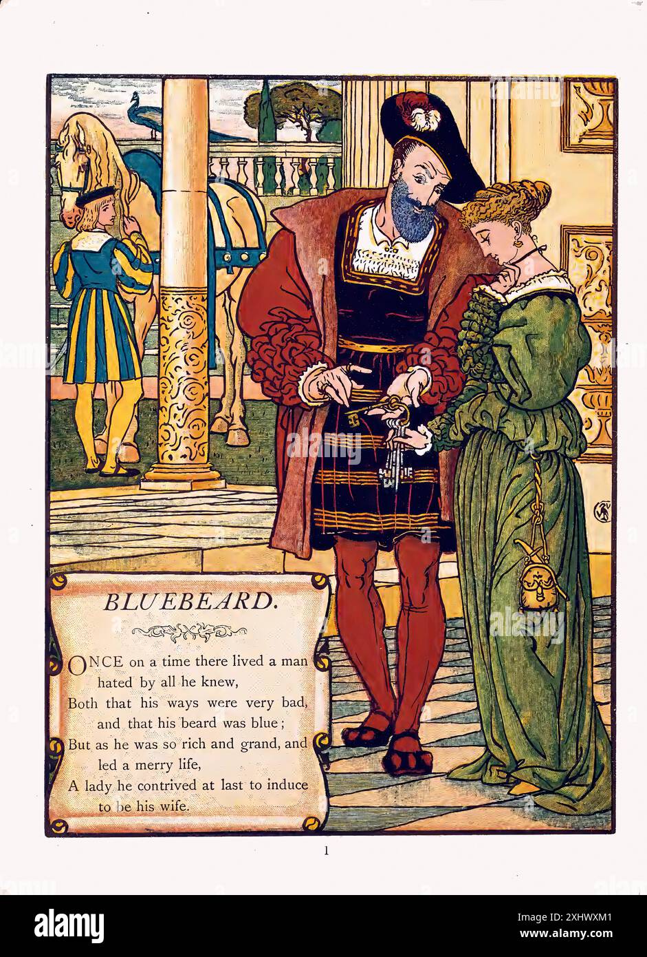 CRANE Walter Bluebeard Walter Crane's Toy Books Plate 1 1873 - Vintage ...