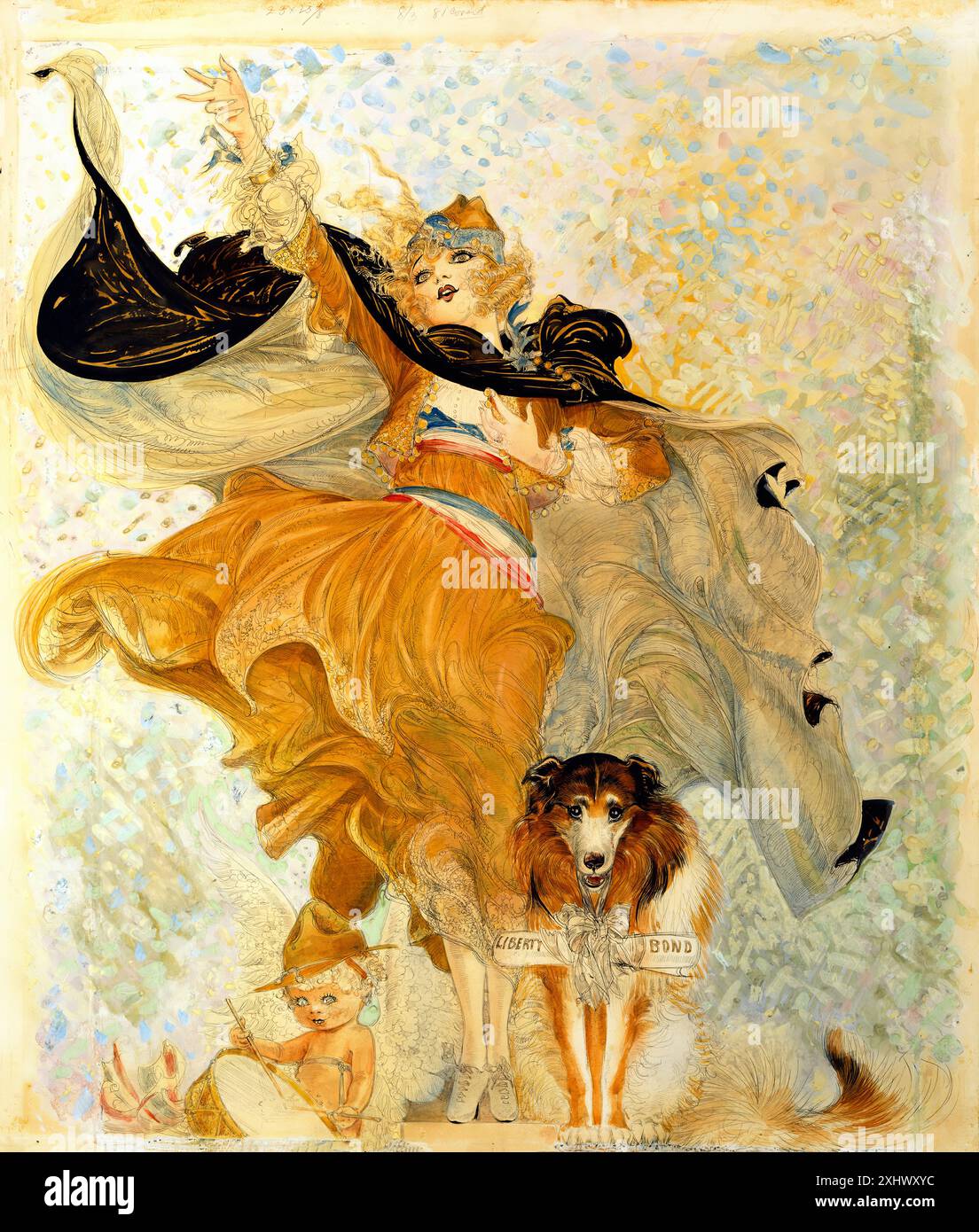 BRINKLEY Nell [Golden Eyes dog with Liberty Bond and baby] c 1918 - Art ...