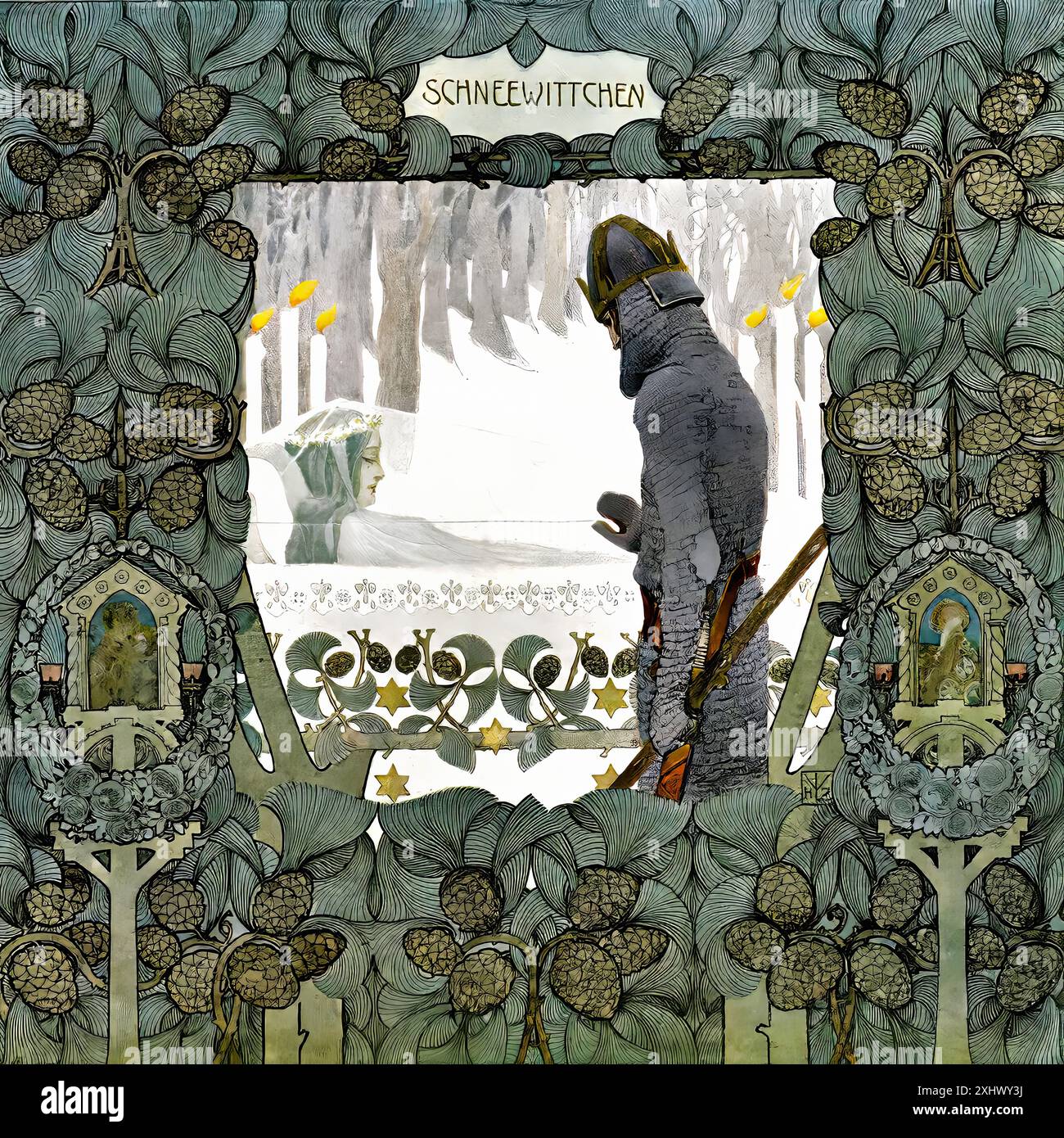 LEFLER Heinrich - Fairy Tale Calendar, Schneewittchen, 1905. - Vintage ...