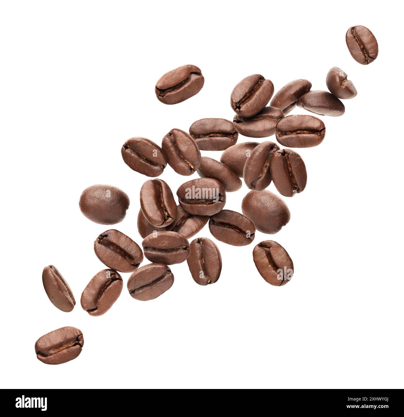 Spilled coffee beans isolated on white background Stock Photo - Alamy