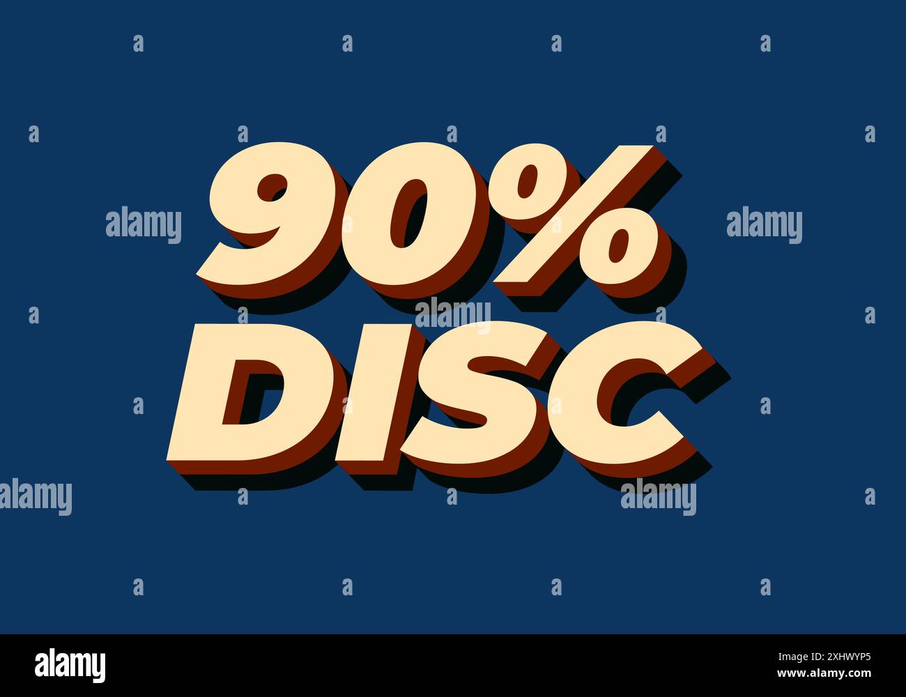 90 percent discount. Text effect design in 3D style with eye catching ...