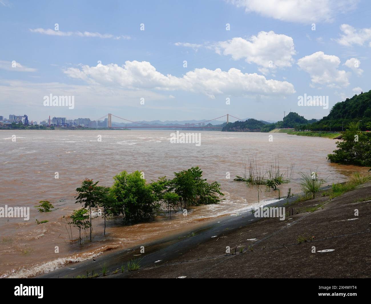 YICHANG, CHINA - JULY 16, 2024 - Gezhouba dam Hub flood discharge and ...