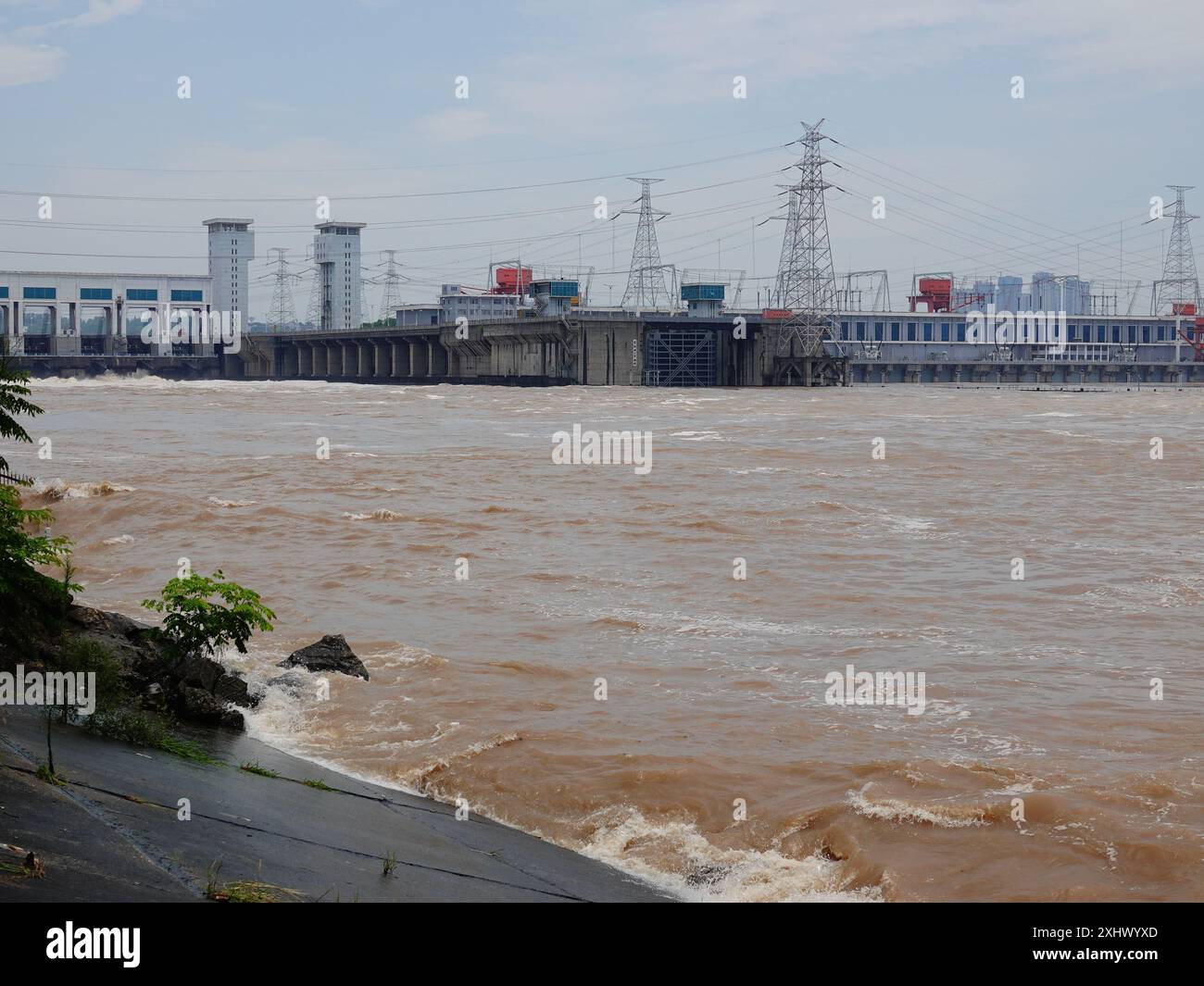YICHANG, CHINA - JULY 16, 2024 - Gezhouba dam Hub flood discharge and ...