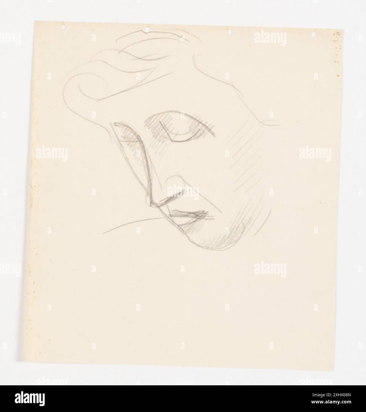 Drawing by Vilhelm Lundstrøm showing a female portrait in three-quarter ...