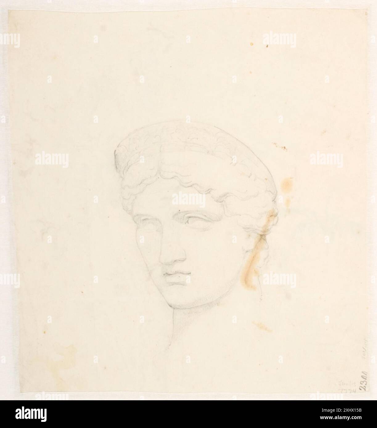 Drawing after plaster, a women's head with diadem Dreyer, Dankvart 1816 ...