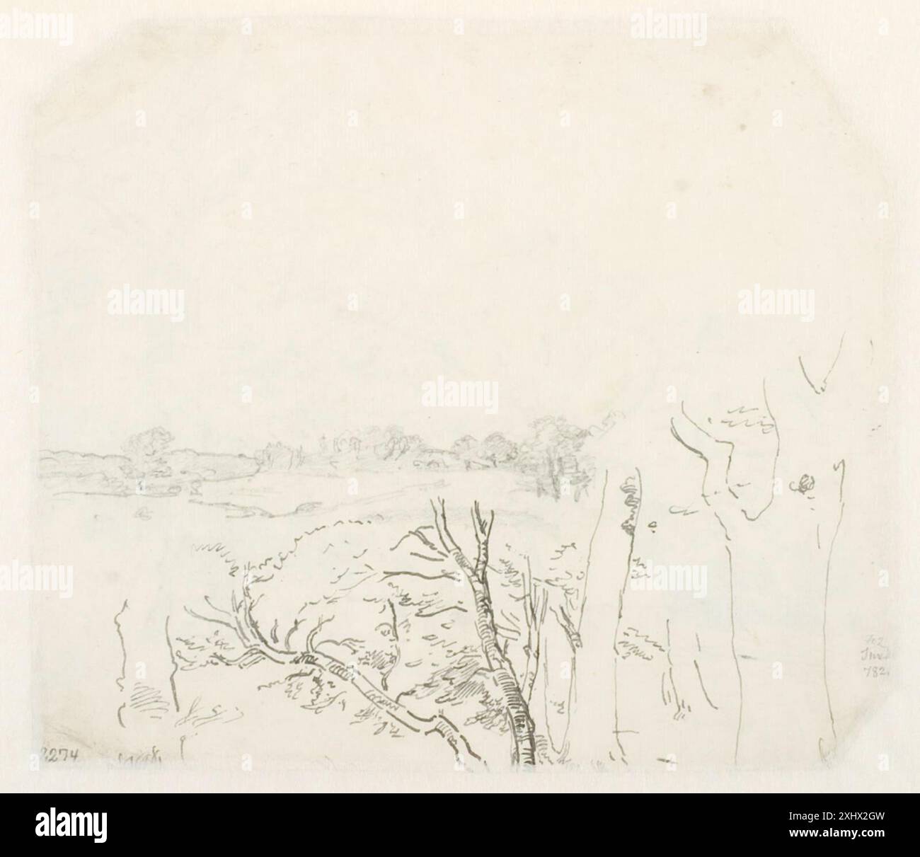 Landscape drafts and wood studies Dreyer, Dankvart 1816 - 1852 Drawing ...