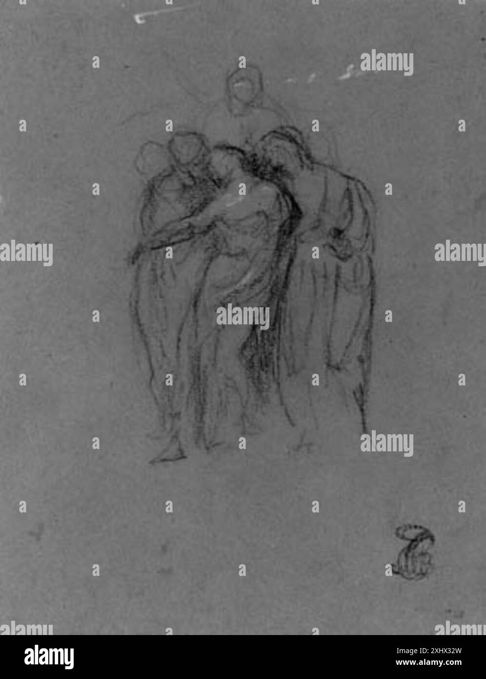 The grief Carpeaux, Jean-Baptiste 1827 - 1875 Drawing French drawings ...
