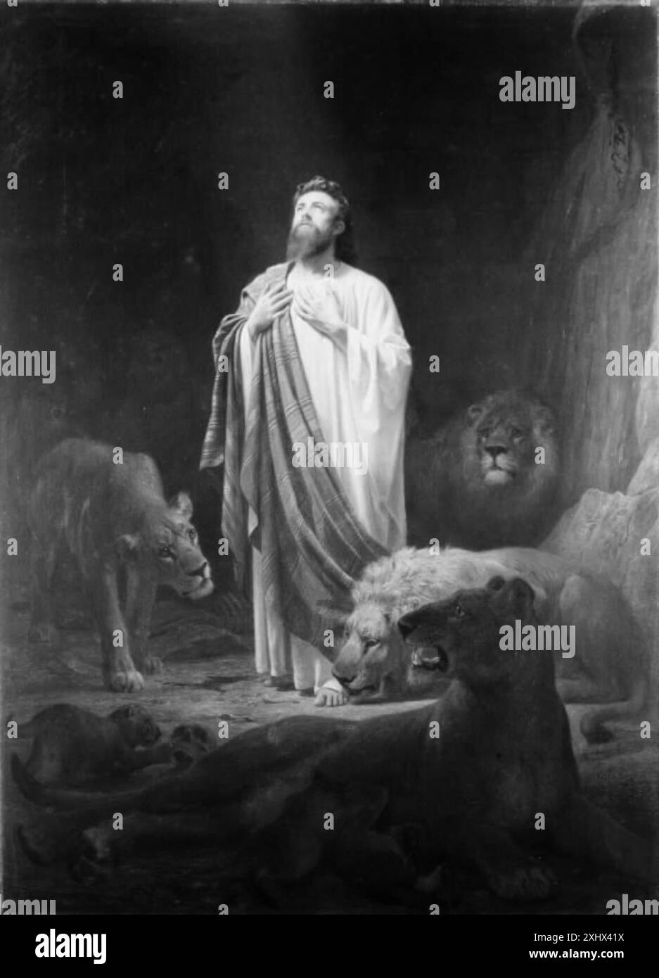 Daniel in the lion Bache, Otto 1839 - 1927 Painting Daniel i løvekulen ...