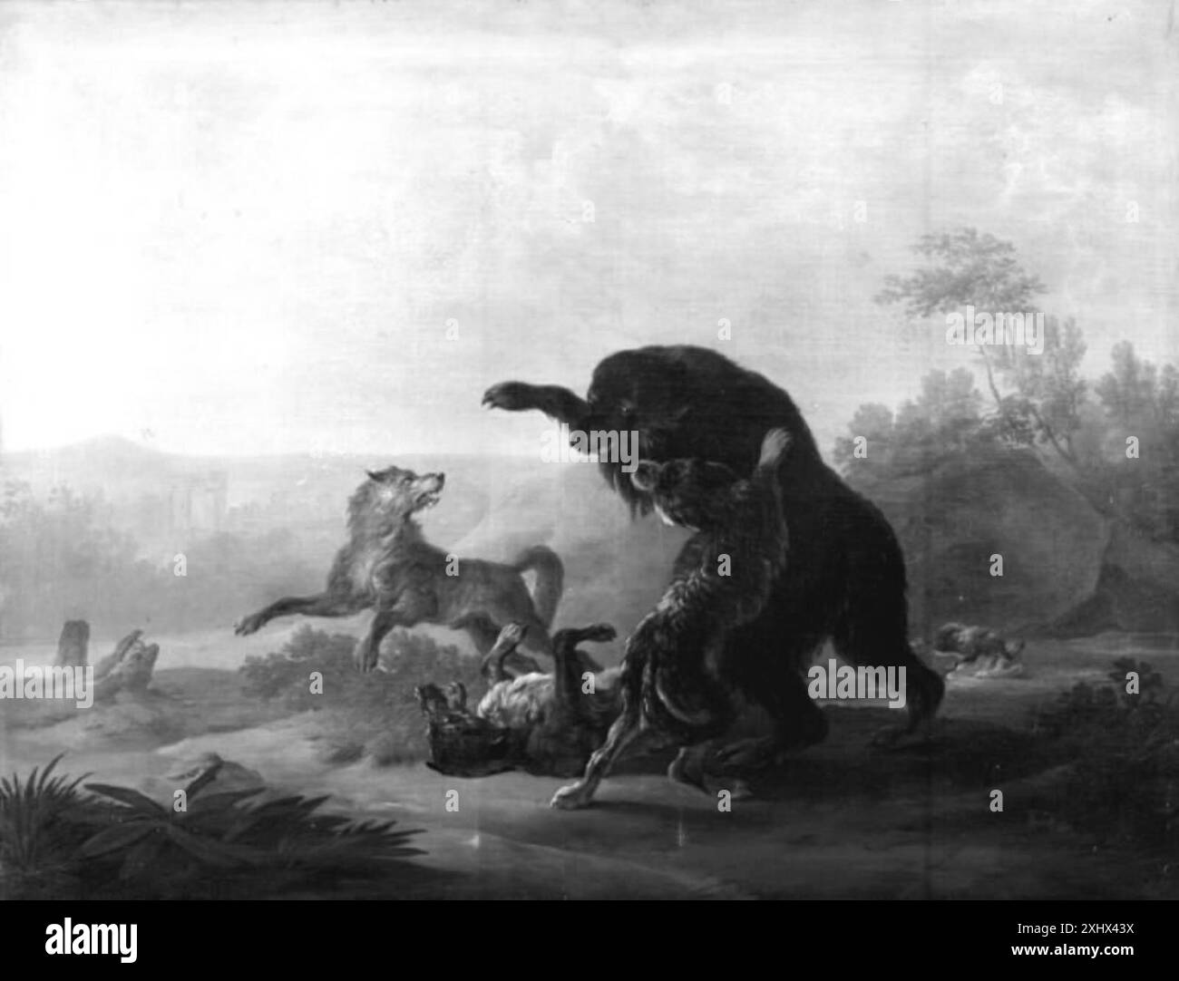Battle between a bear and some wolves Gebauer, Christian David 1777 ...