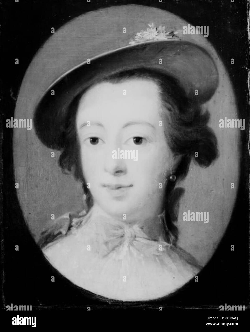 An 18th-century portrait painting of a woman identified as Miss ...