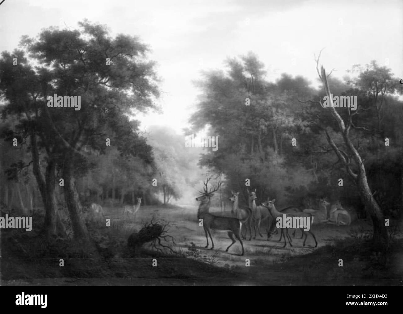 Deer in a forest Meyer, Elias 1763 - 1809 Painting Hjorte i en skov ...